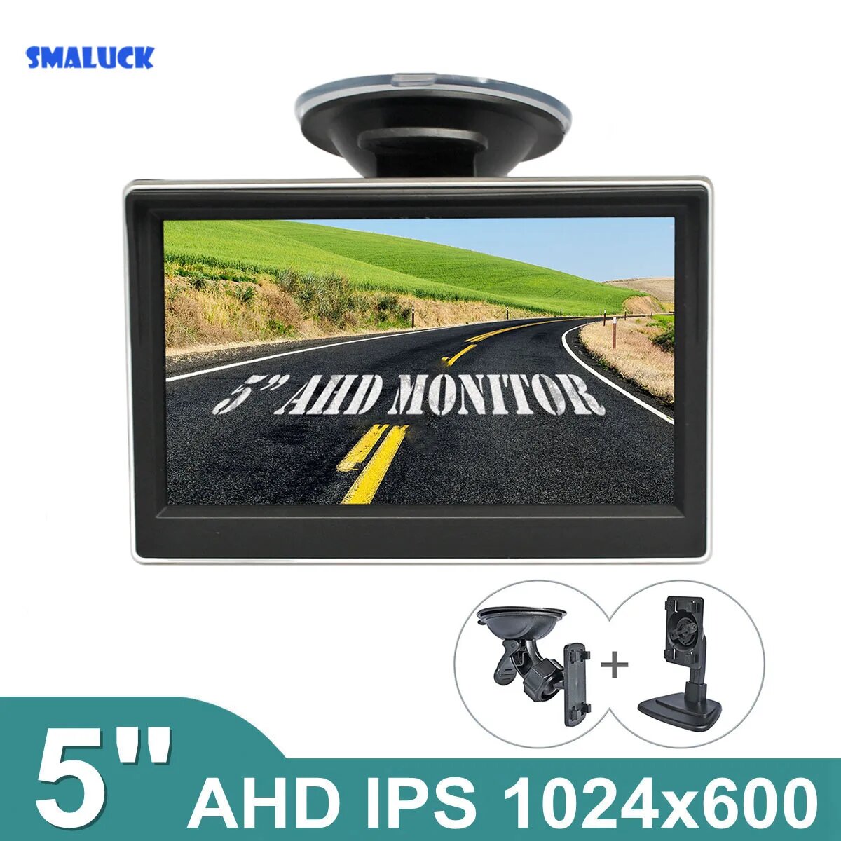 SMALUCK 5-дюймовый IPS AHD монитор заднего вида для автомобиля с присоской и бесплатным кронштейном для MPV, SUV, фургонов и грузовиков