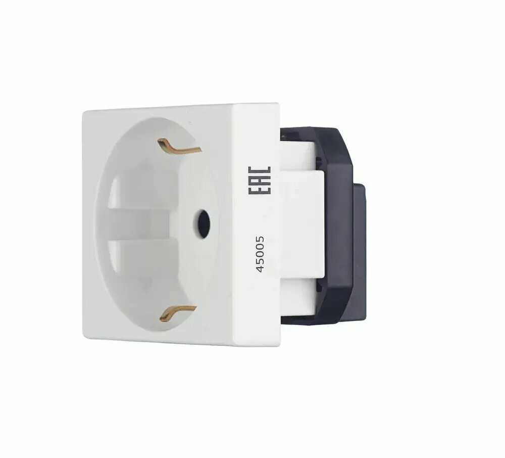 DKC Розетка 1-м СП Viva 2мод. защ. шторки с заземл. бел. DKC 45005