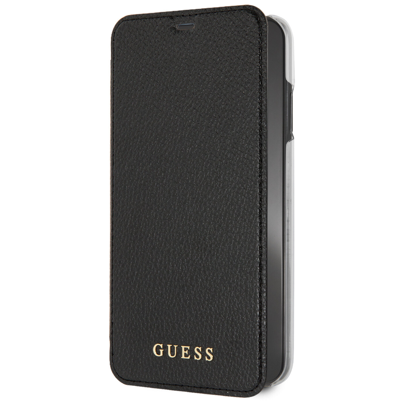 Чехол Guess iPhone XR Iridescent Leather Book Style , цвет черный