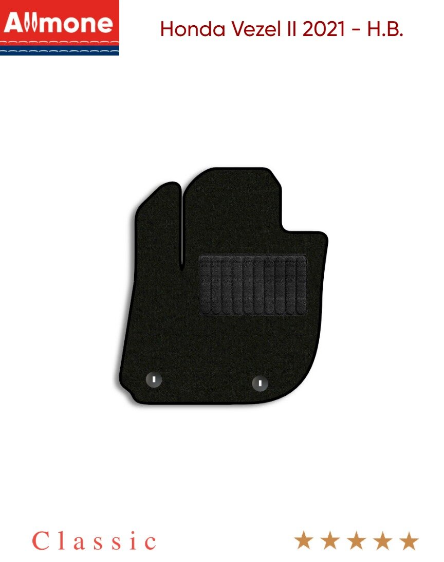 Коврик автомобильный для Honda Vezel 2 (RV) 2021 - Н. В, водительский, черный, Классик, 1шт / Хонда
