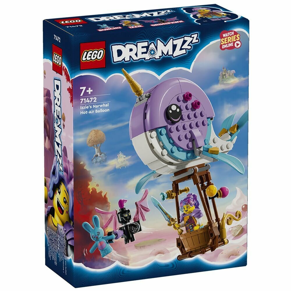 Конструктор LEGO DREAMZzz Воздушный шар Нарвал Иззи, 156 деталей, возраст от 7+, 71472