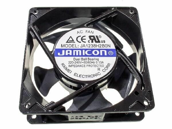 Вентилятор охлаждения осевой корпусный JAMICON JA1238H2B0N-T, куллер для пк 120 х 120 х 38 мм, 230 В, AC, 0.13 А, 20 Вт, подшипник качения