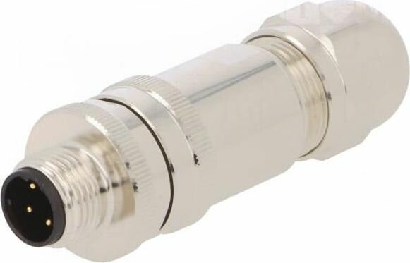 Разъем TE Connectivity T4111512041-000 Вилка M12 PIN 4 "папа" код D-Ethernet на провод IP67 прямой 1 шт