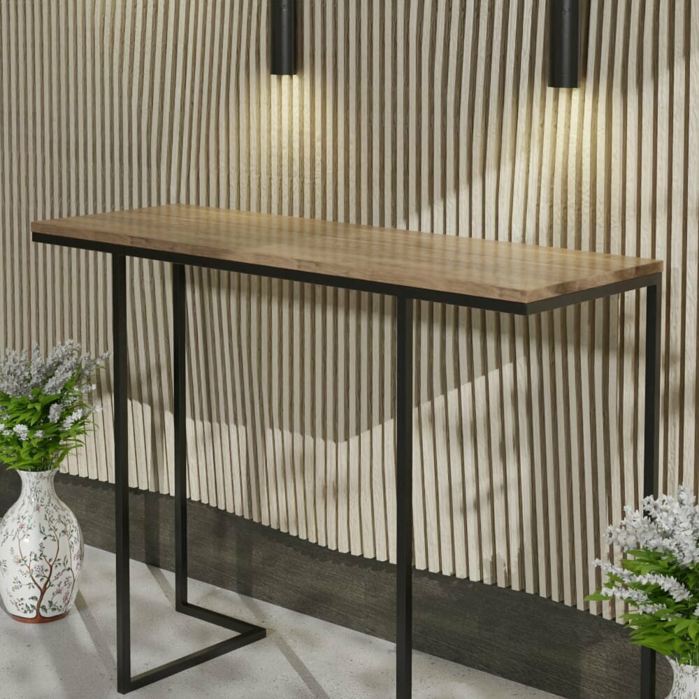 Консоль "EasyLOFT" в стиле лофт из массива хвойных пород, для гостиной, с размерами 100х40х100 см