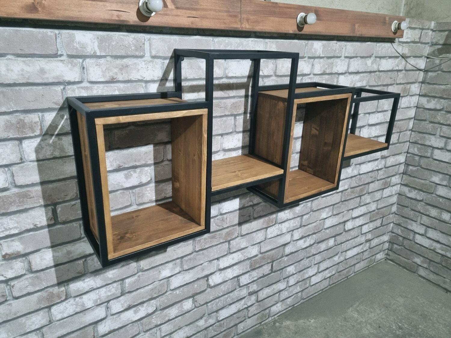 Полка настенная "EasyLOFT" в стиле лофт, модель "Куб, 160х20х60 см.