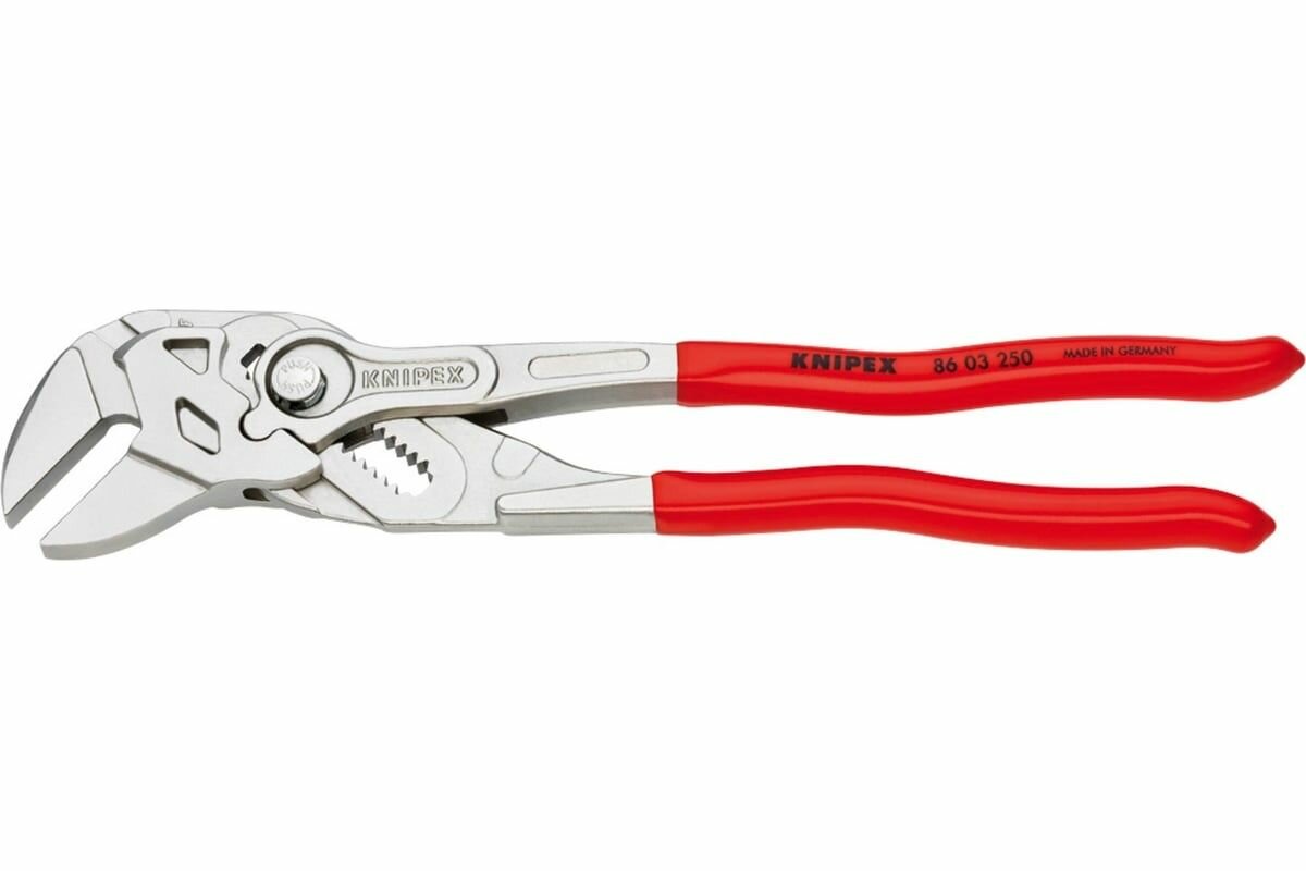 Клещи переставные-гаечный ключ KNIPEX зев 52 мм, длина 250 мм, хром, обливные ручки KN-8603250