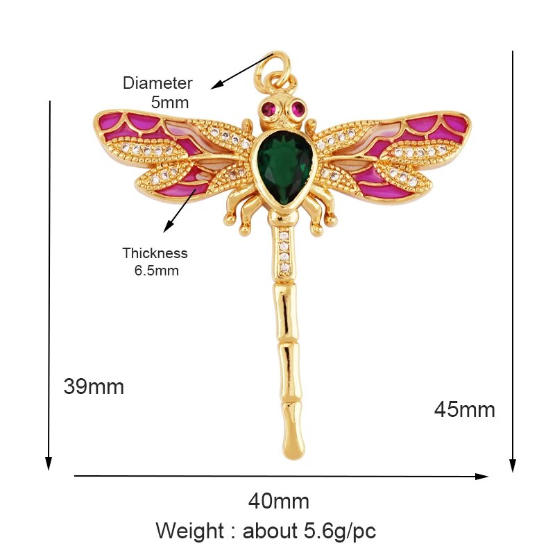 Позолоченная подвеска-бабочка-стрекоза Jumbo Beadsfeeder M386249-Rose