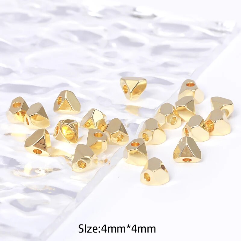 Золотые бусины-ромбы FINRUSIAC 3 мм 4 мм 30 pcs, 18K Gold plated-4MM