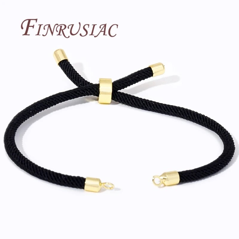 Браслет FINRUSIAC черный с золотистой фурнитурой, 8 шт.