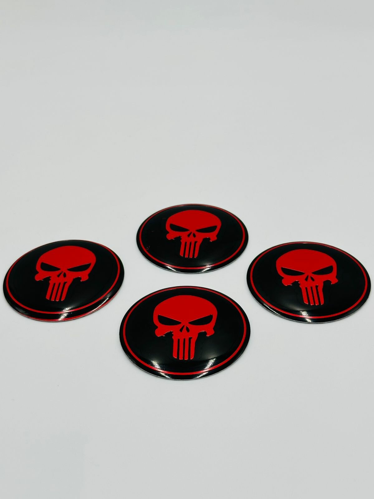 Наклейки на колесные диски "Каратель" Красный Алюминий 65мм