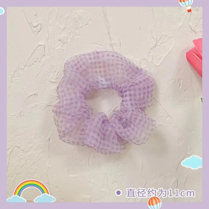 Фиолетовая сетчатая резинка для волос, 16 purple grid