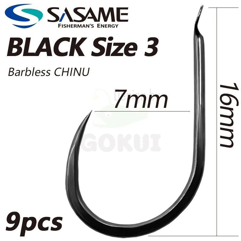SASAME Barbless Chinu крючки из высокоуглеродистой стали Barbless 3 9pcs
