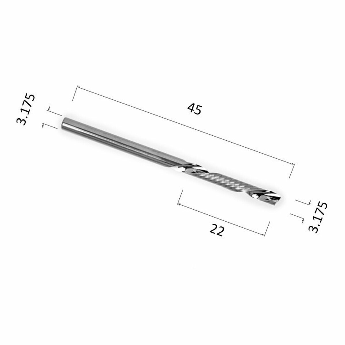 Фреза DJTOL AA1LXD3.22 спиральная однозаходная стружка вниз (по дереву, композиту (АКП), пластику)