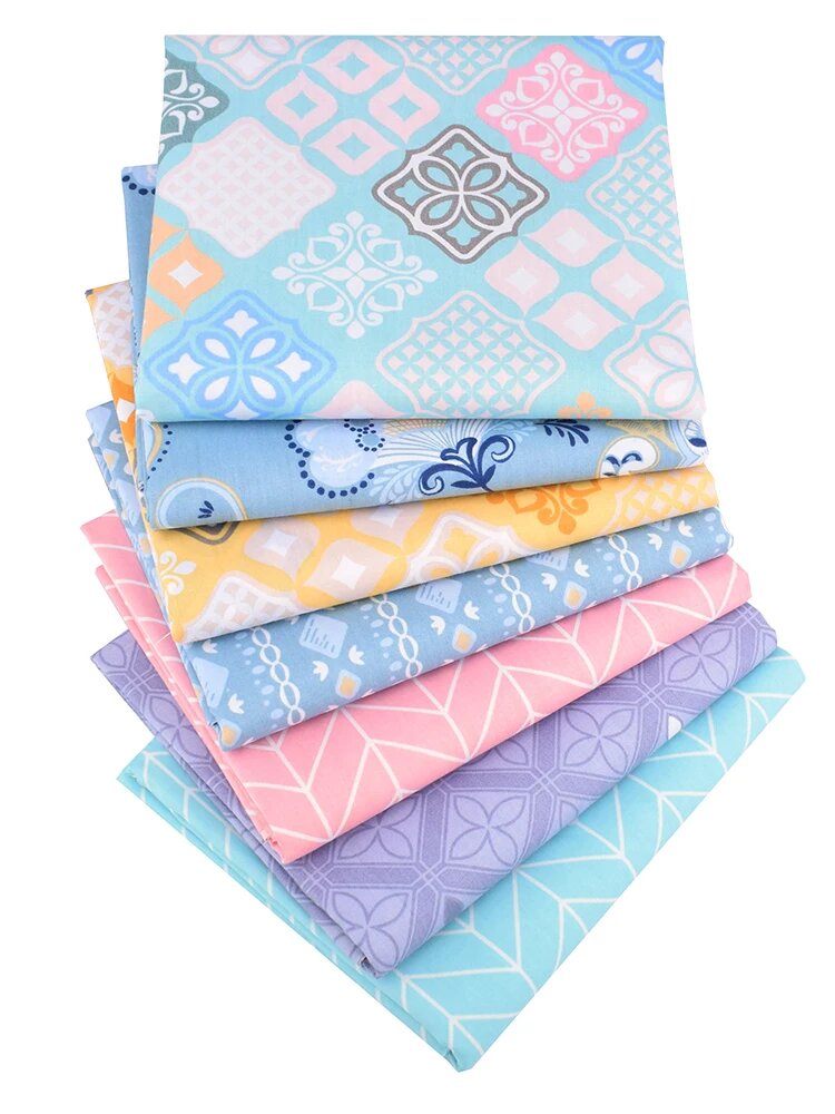 Chainho хлопковая твиловая ткань для пэчворка 20x25 см CC228-7pieces