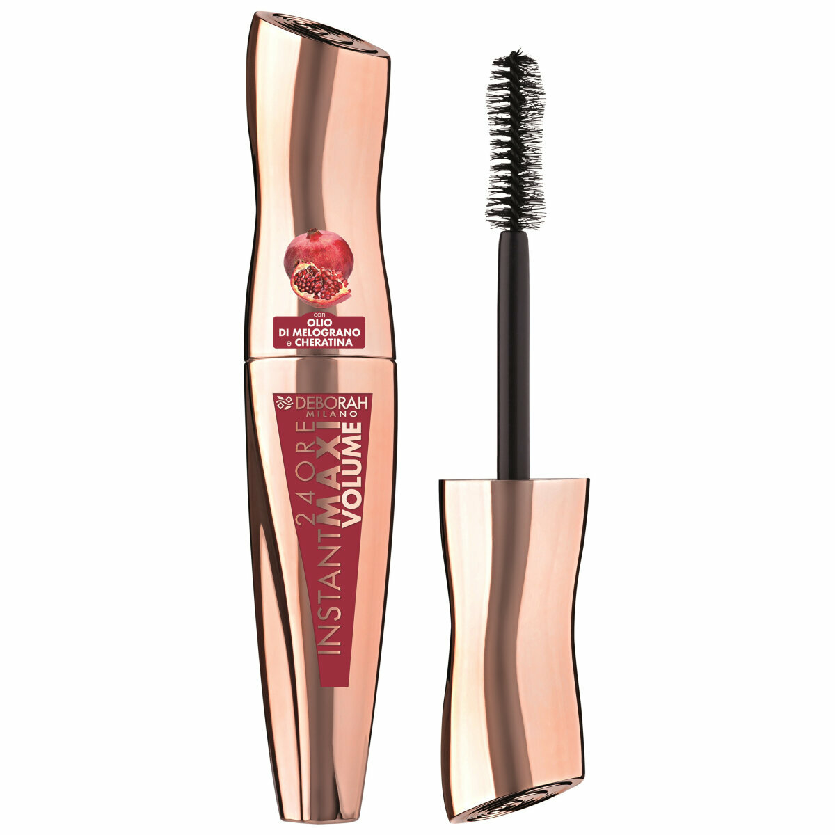 Тушь для ресниц максимальный объем с гранатом, Deborah Milano, 24 Ore Instant Maxi Volume Mascara, тон черный, 12 мл