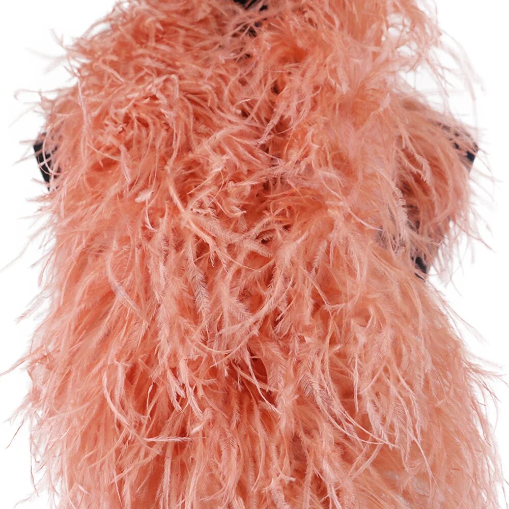 Боа из страусиных перьев WZBDECOR, фуксия, 2 м Розовый, 6PLY 2METER, Shrimp pink