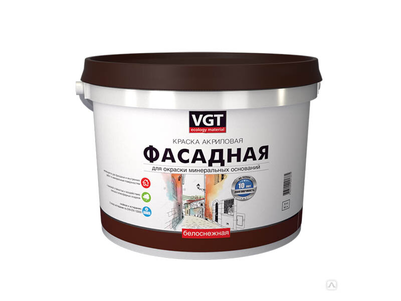 Краска вд фасад 3кг ВД-АК-1180 ВГТ (Белоснежная) 132320