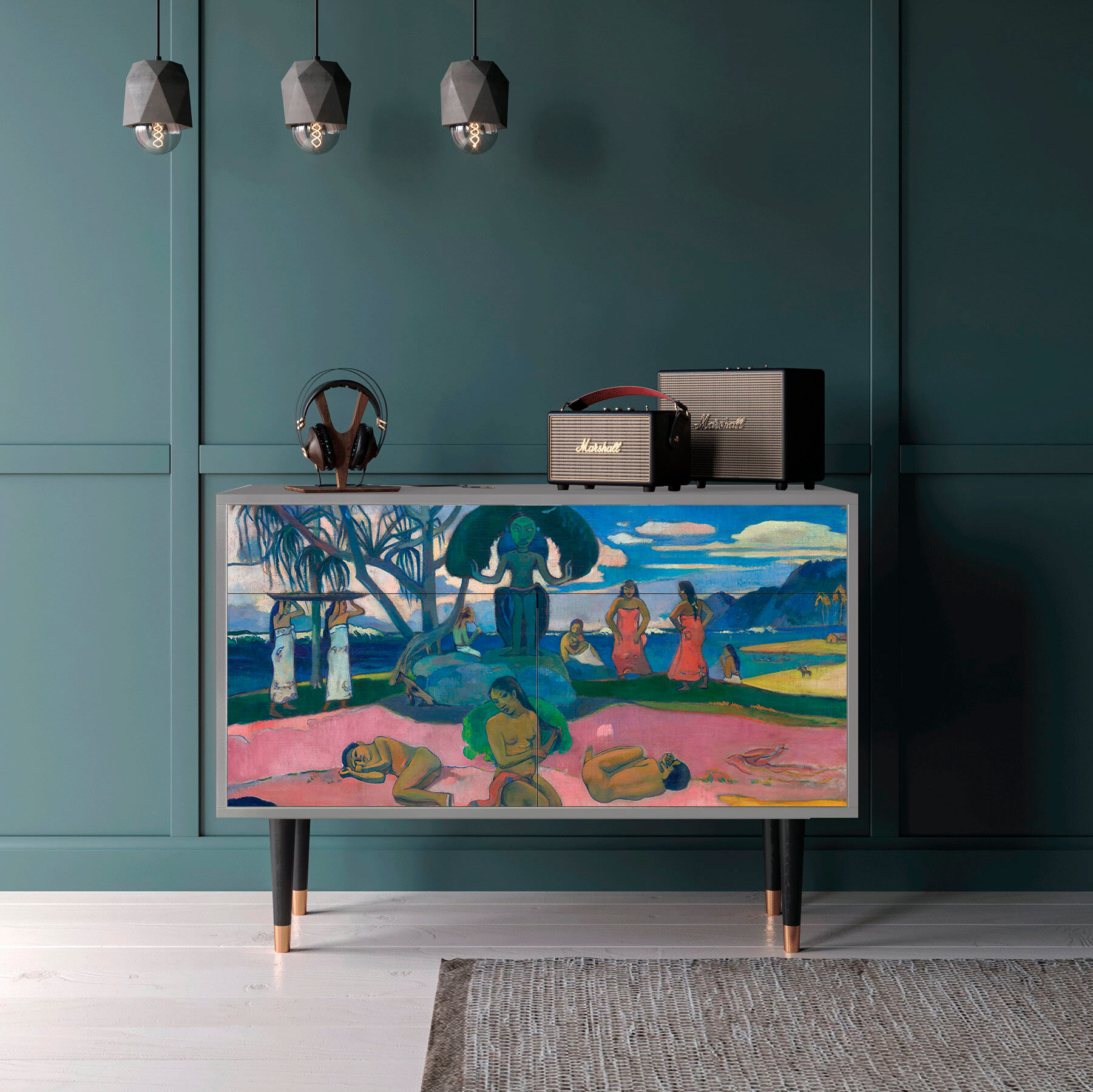 Комод - STORYZ - BS4 Day of the God by Paul Gauguin, Размер - 115 x 85 x 48 см, Цвет корпуса - Серый