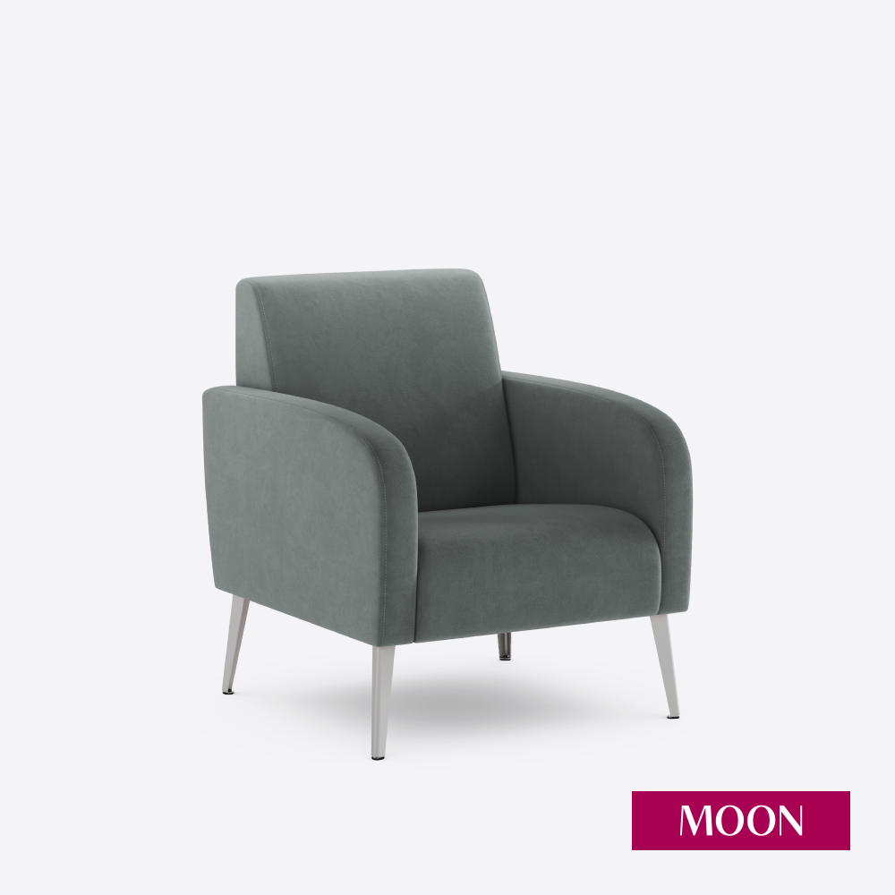 Кресло MOON 157 нераскладное, велюр, цвет серый, 76*84*91, эксклюзивная высокоэластичная пена (UniqFoam).