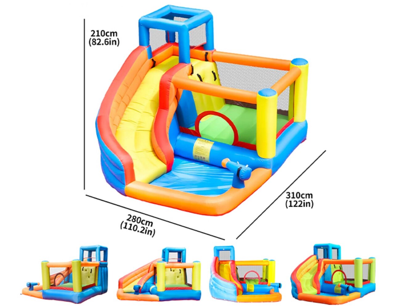 Детский надувной замок с горкой и батутом, Надувная складная игровая площадка