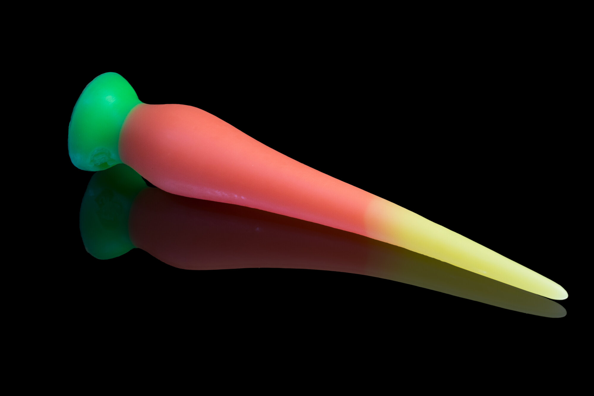 Фаллоимитатор Erasexa Слинк Small - 35 см. Желтый-Оранжевый-Зеленый. Материал: MEDIUM VELVET TOUCH. F237.