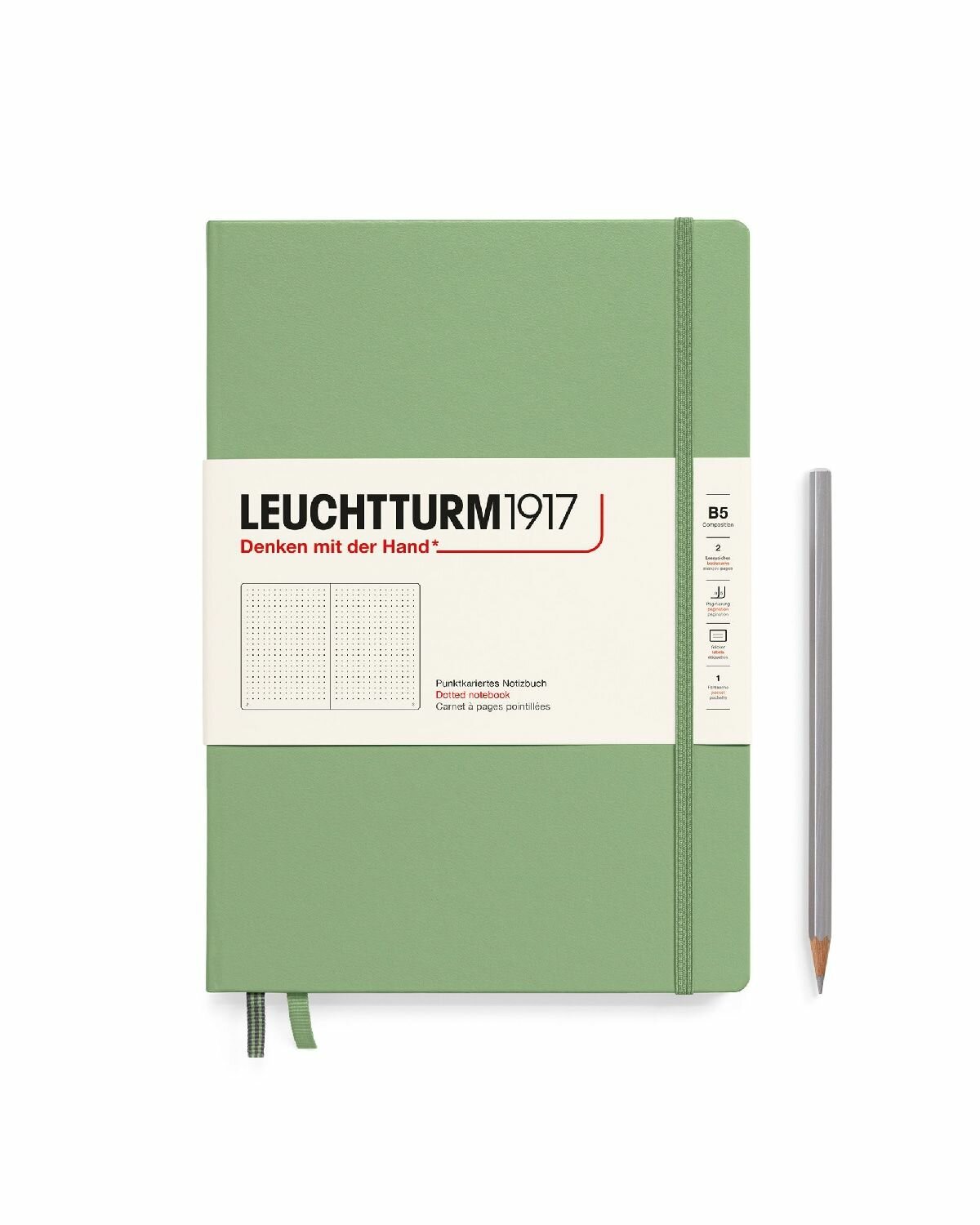 Блокнот Leuchtturm1917 Composition B5 (17.8x25.4см), 80г/м2 - 109л. в точку твердая обложка, цвет: Шалфей