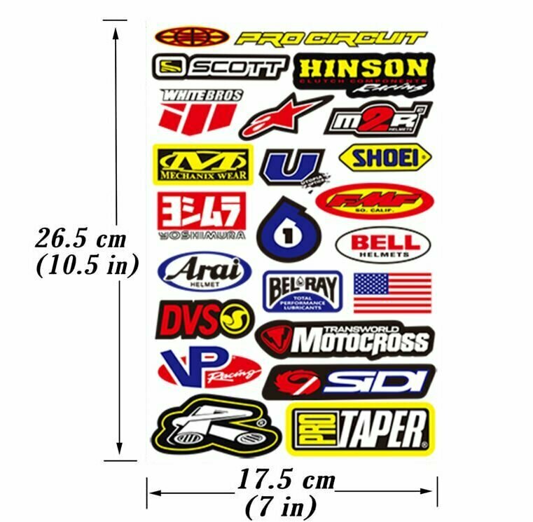 Наклейка на мотоциклы, шлемы 17х26 см