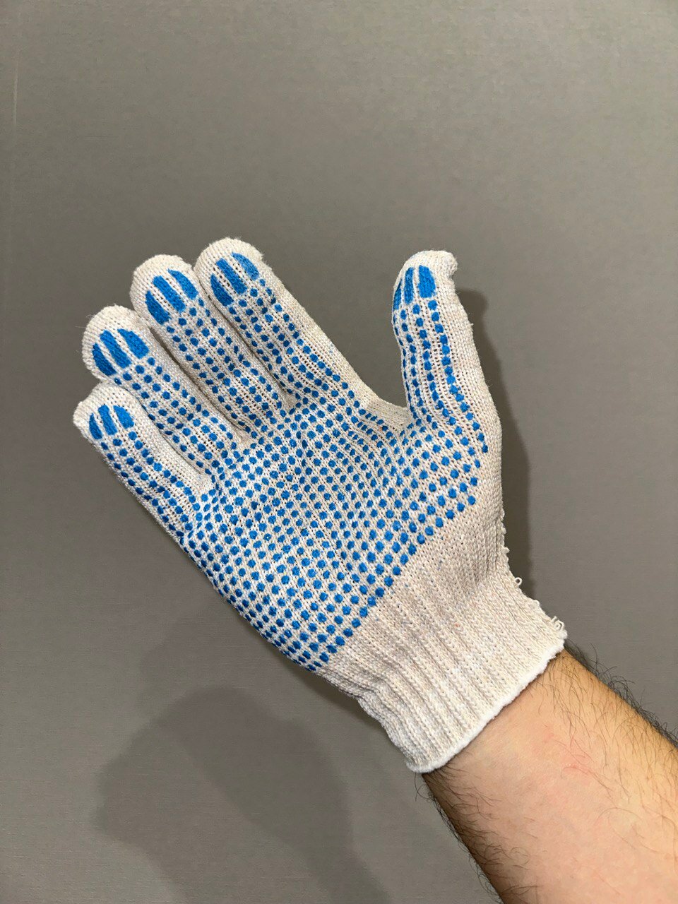 Перчатки рабочие 10 пар из хлопка 10 класс 6 нитей с пвх белые