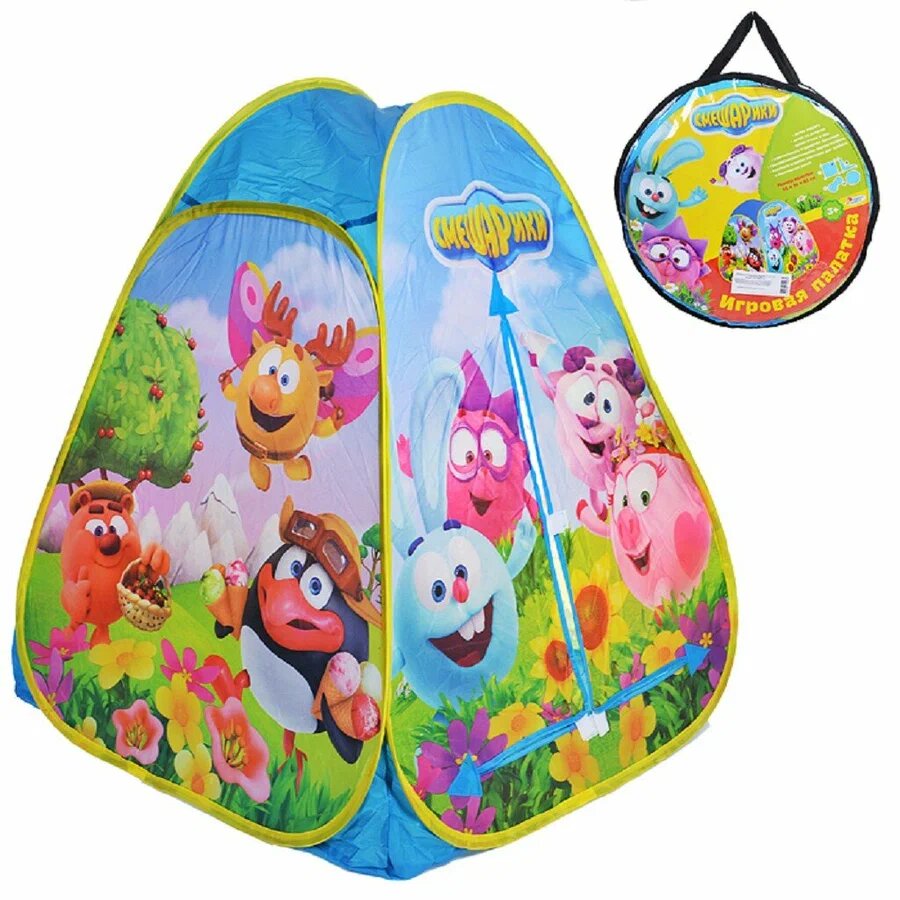 Палатка игровая GFA-SMESH01-R, 81x91x81 см, для девочек и мальчиков, "Смешарики", складная.