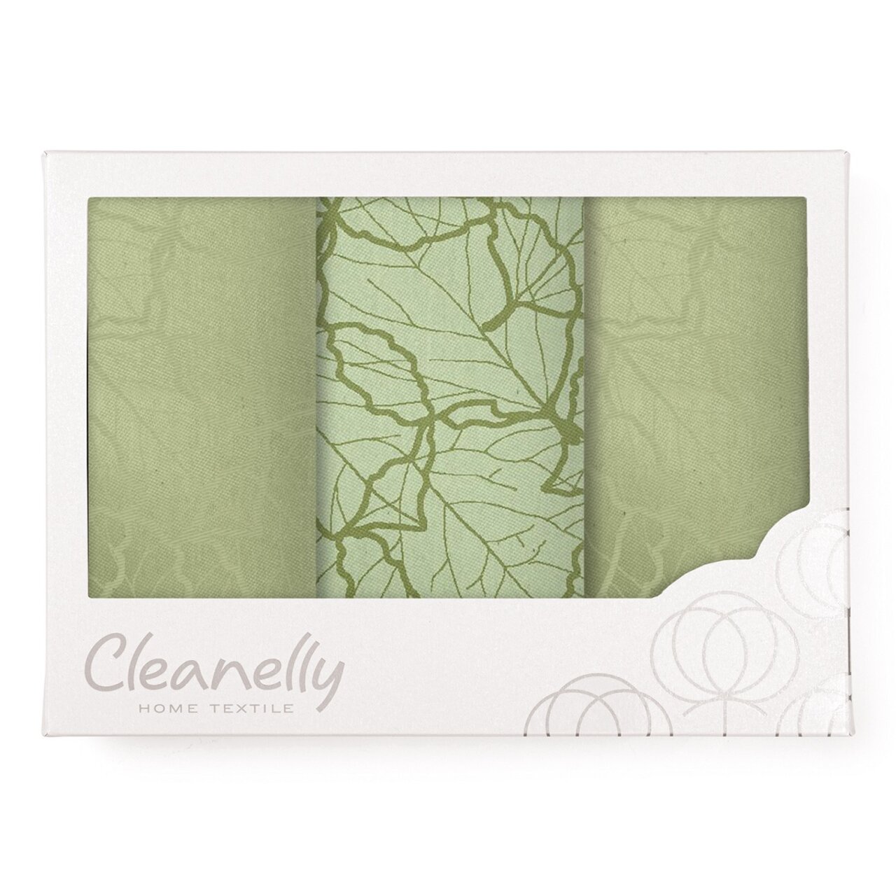 Листопад полотенца кухонные 50x70 см, 3 шт, зелёный пестрый, 238 г/м2, 100% хлопок, ЦН-01