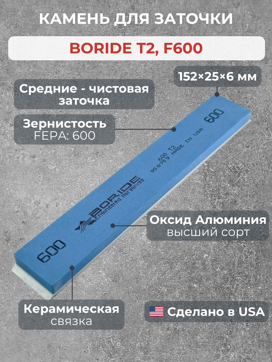 Камень Boride Т2, F600 для заточки ножей и ножниц. Точильный камень