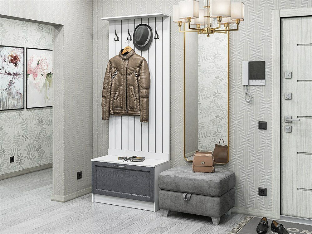 VVT Прихожая Стиль-01, каркас ЛДСП Белый, фасад МДФ Graphite Softwood, 2070*800*380 Graphite Softwood