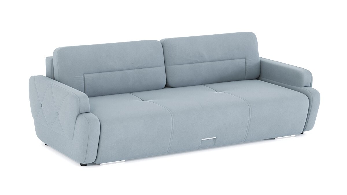 Диван прямой DiHall Джелонг Маус, еврокнижка, раскладной, велюр, серый, 70х225х105 см