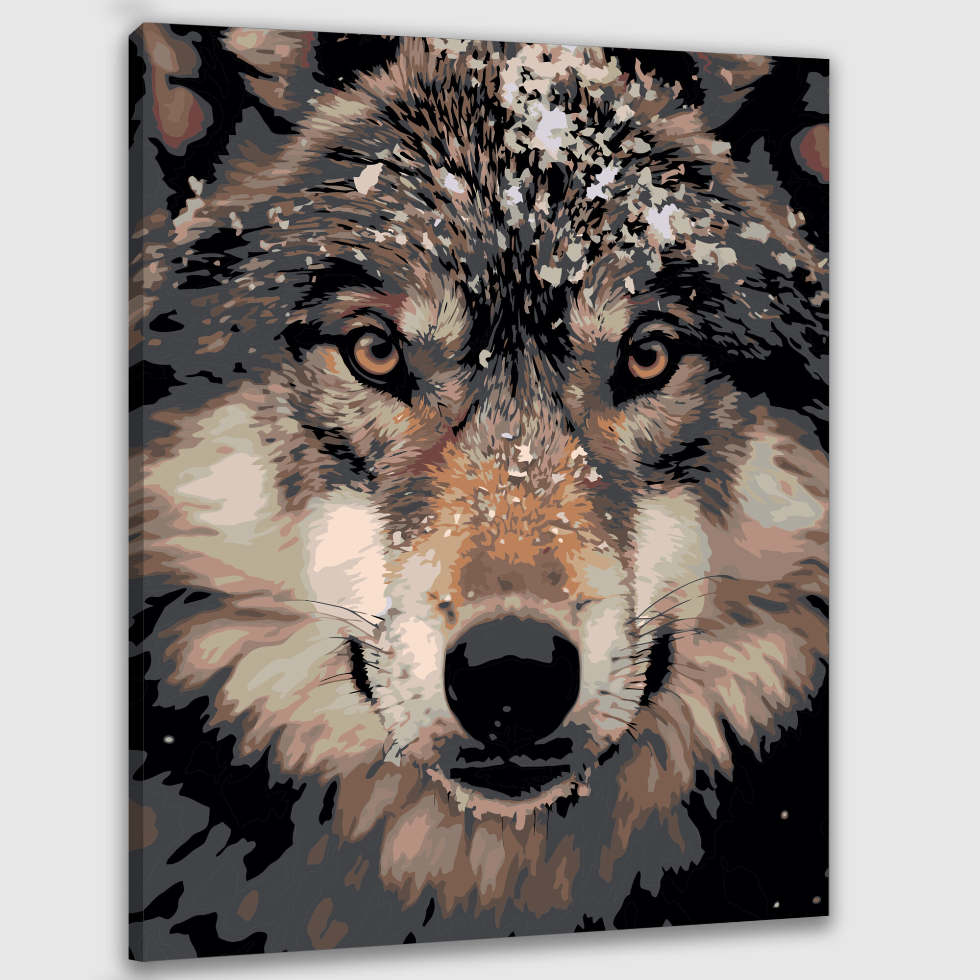 Картина по номерам 40x50 см, волк, фотография, интенсивность, сила взгляда, янтарные глаза, густая шуба, резкий фокус