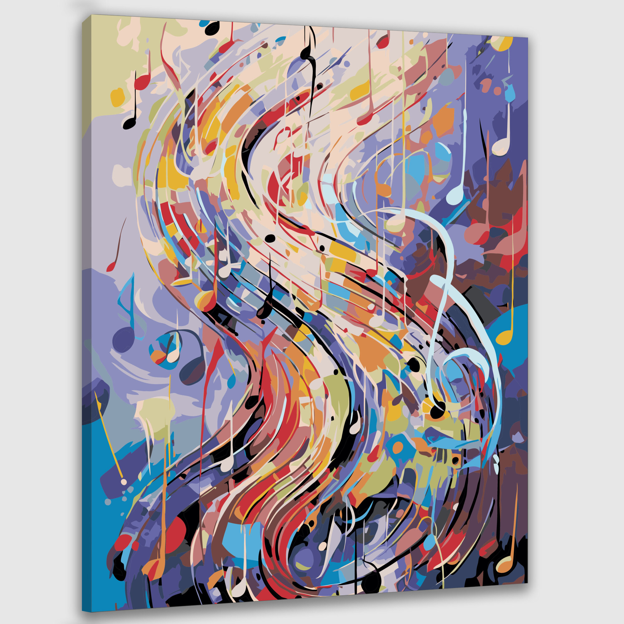 Картина по номерам 40x50 см, акриловая картина, симфония цветов, холст, мазки кисти, музыкальные ноты, чувство ритма
