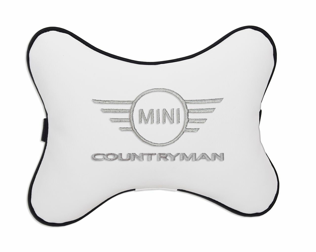 Подушка автомобильная на подголовник белая экокожа MINI Countryman