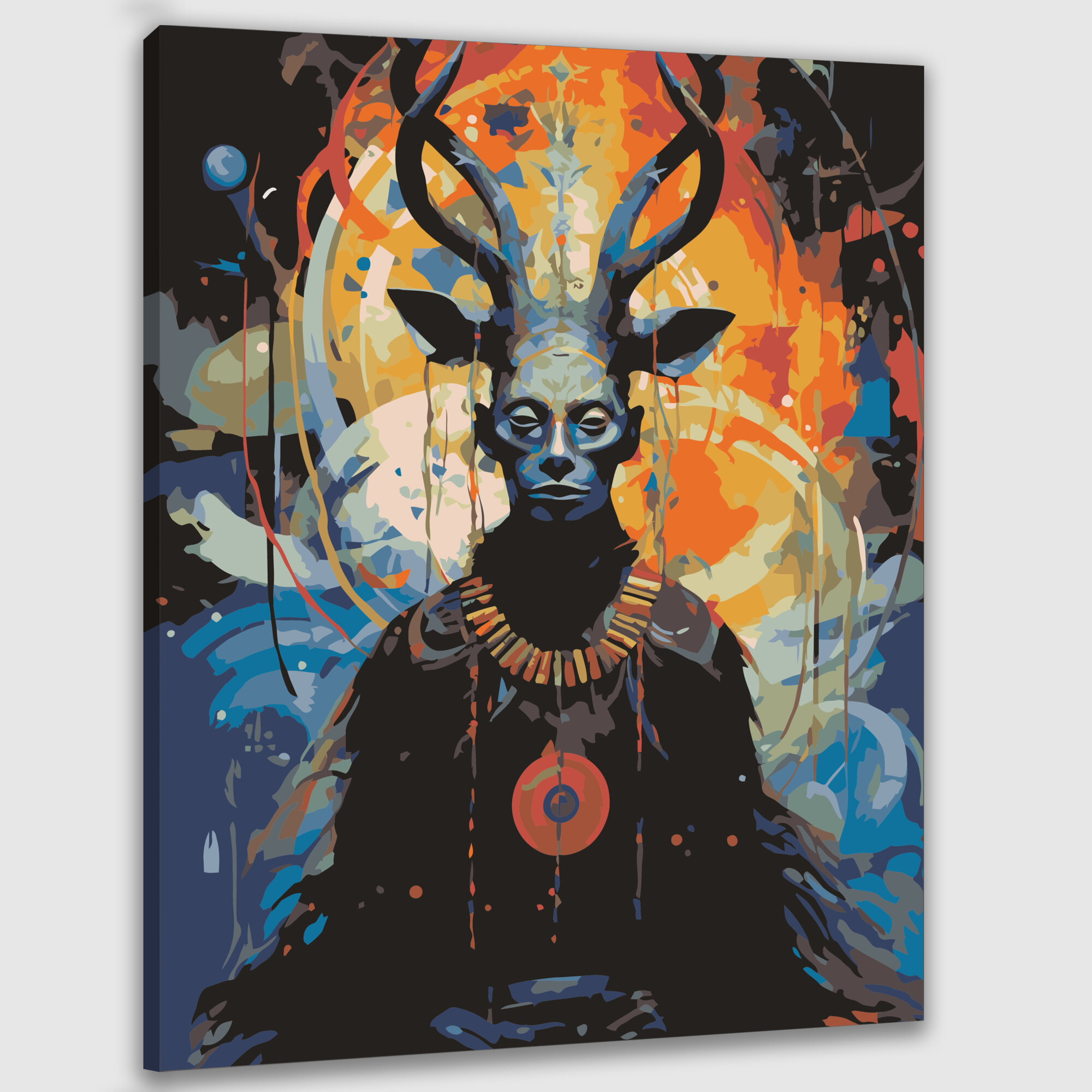 Картина по номерам 40x50 см, произведение искусства, смешанная техника, живопись, коллаж, линии, шаман