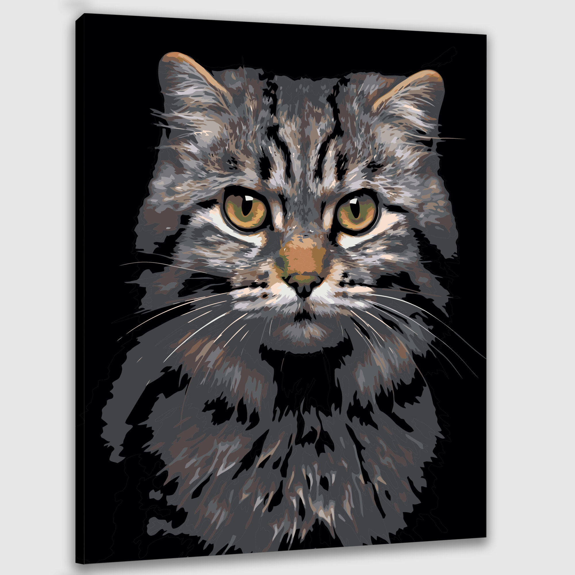 Картина по номерам 40x50 см, кот Манул, глаза, загадочные, детали, фокус, ясность, узоры, текстуры, шерсть, освещение