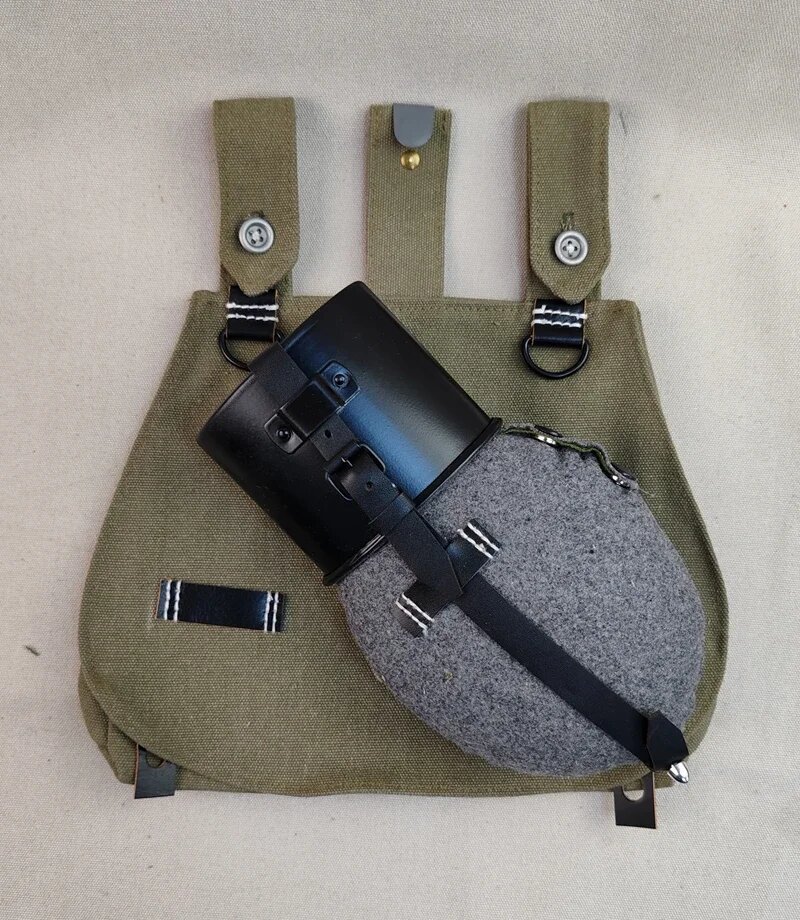 Военная сумка-сумка M31 «немецкая армия» времен Второй мировой войны, серовато-зеленая холщовая и серая шерстяная крышка, алюминиевый нижкий КУЛ