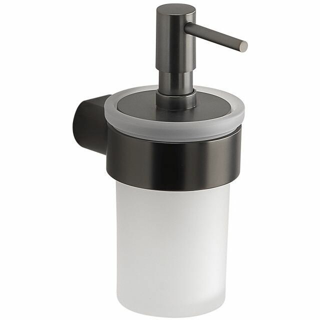 Настенный стеклянный дозатор Gedy Pirenei с пластиковой помпой, цвет оружейная сталь (PVD) PI81(81)