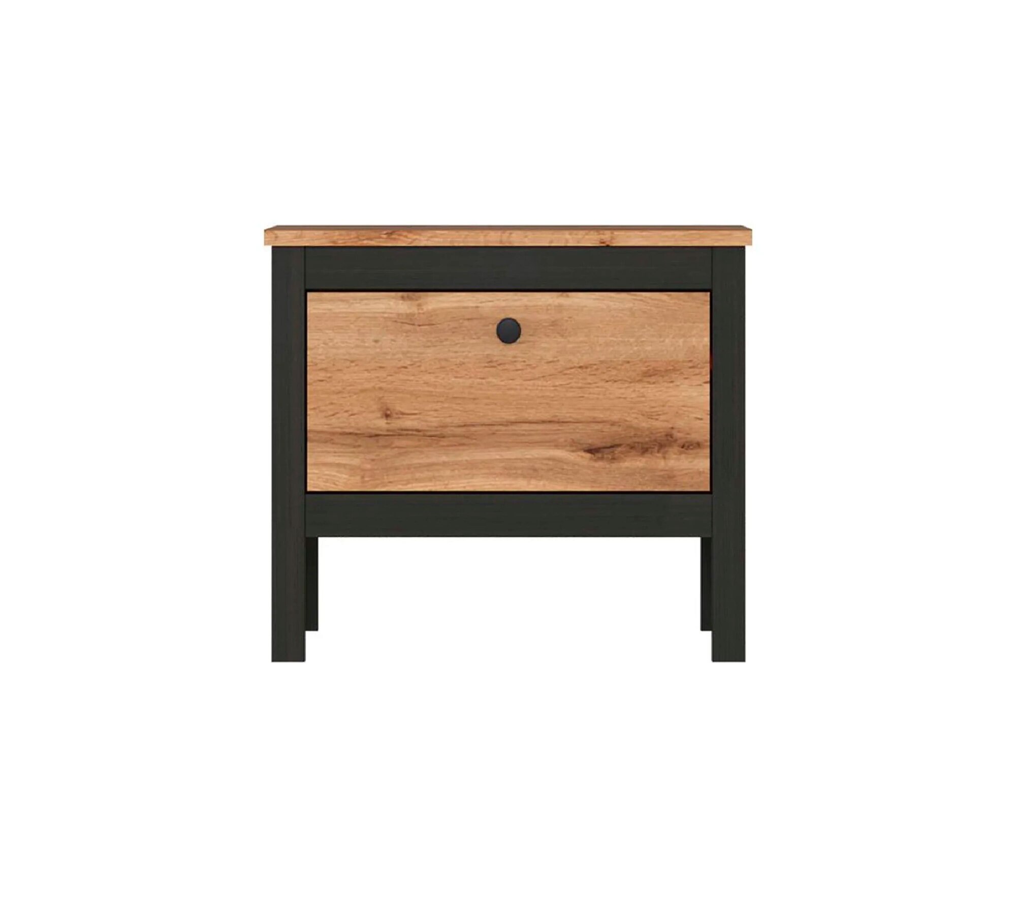 Тумба для обуви БРВ Мебель LOFT KOM1K/55 Дуб вотан/Черный Размеры: Высота 460мм Глубина 350мм Ширина 555мм