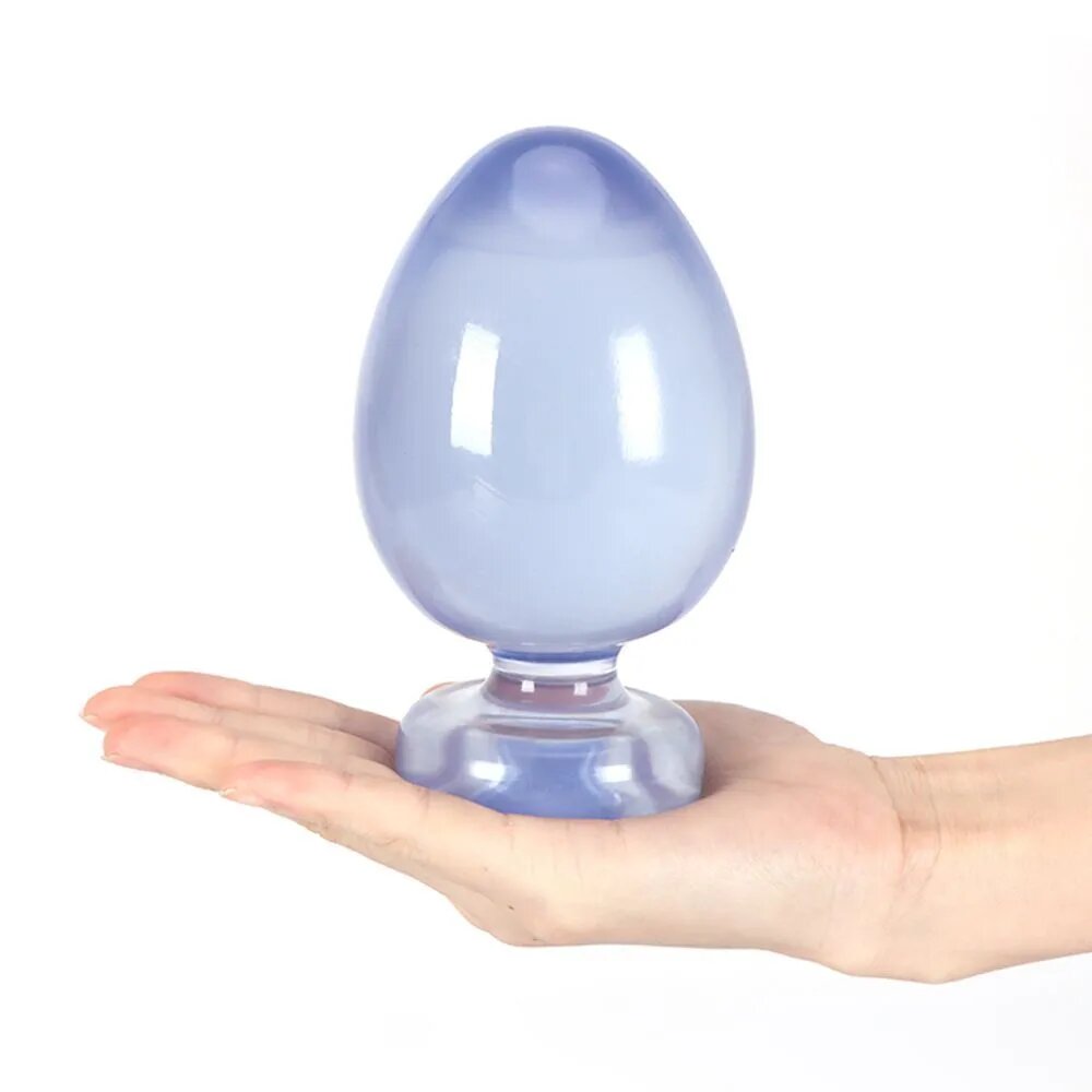 Анальная пробка с присоской, прозрачная, светло-голубая, размер S