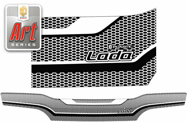Дефлектор капота для ВАЗ Lada 2114 хэтчбэк 2001-2013 Серия Art черная