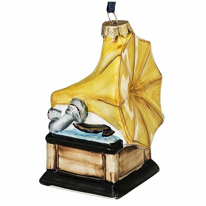 Ёлочная игрушка Граммофон, фарфор, ручная роспись, Лефортовский фарфор