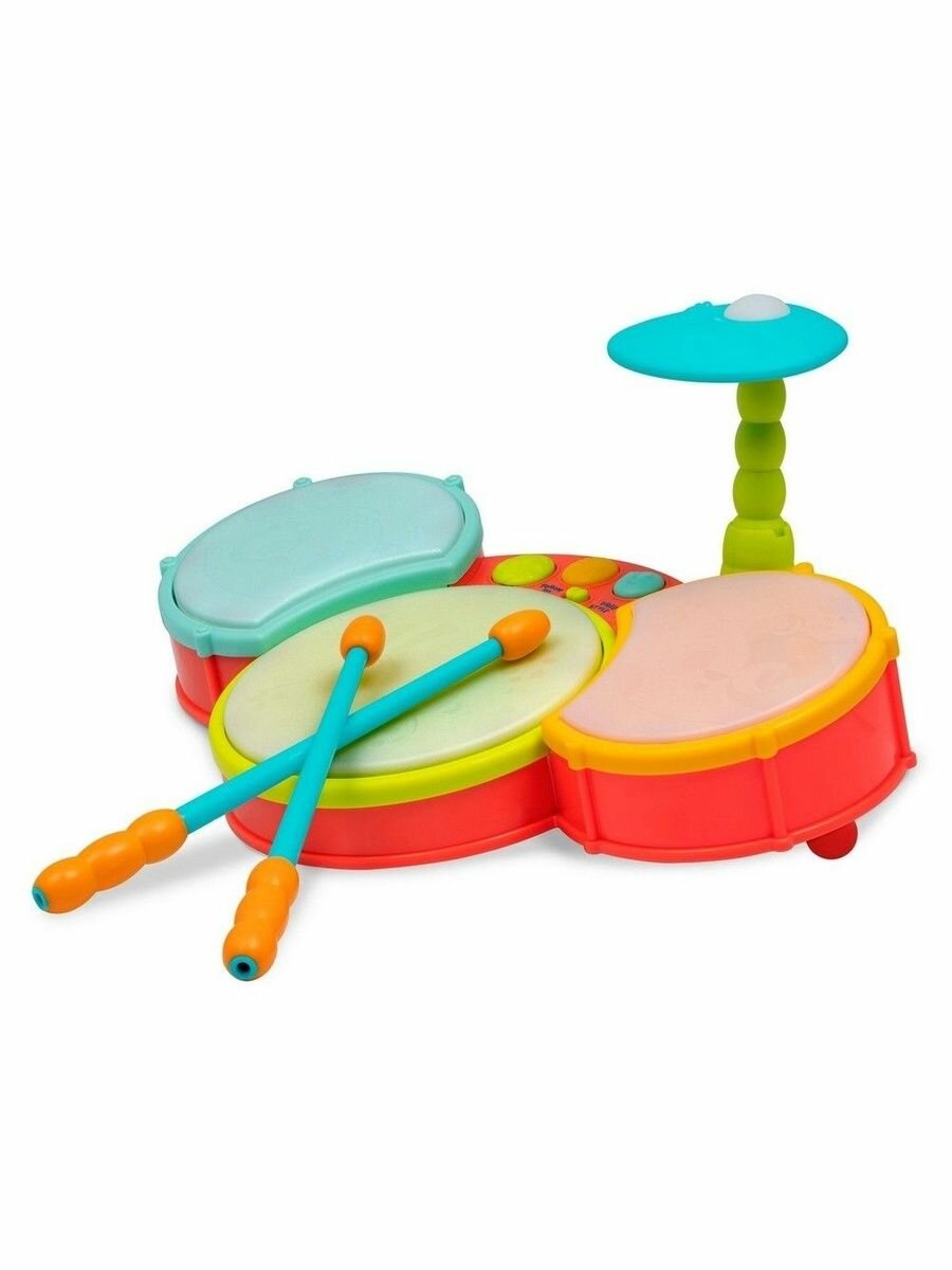 BATTAT барабанная установка Маленькие ударники детский музыкальный набор с барабанами, тарелкой и стульчиком, от 2 лет