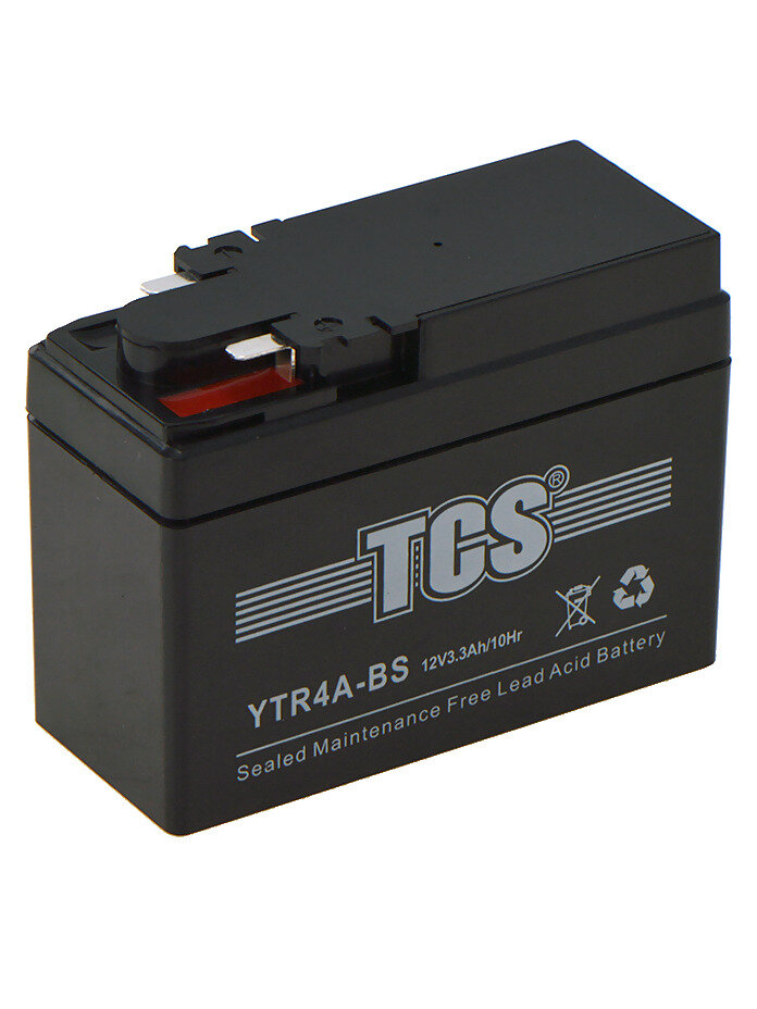 АКБ 12V 3,3А "TCS" GEL, Honda (115x50x85, черный, mod: YTR4A-BS)