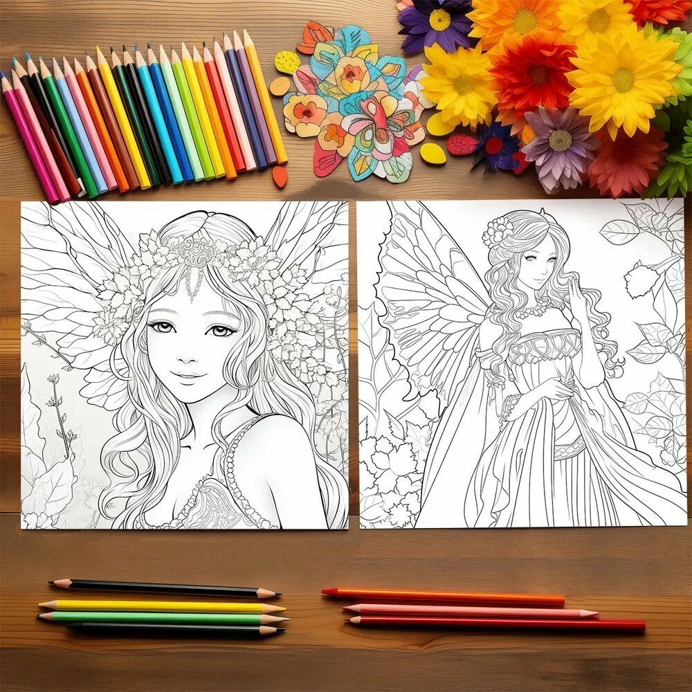 Книжка-раскраска цветочная фея, Альбом для рисования эльфы, высокое качество Книга каракулей 30 см*21 см, подходит для раскрашивания как взрослыми, так и детьми