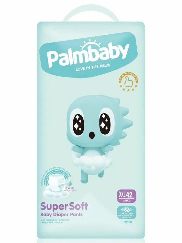 Новый продукт 2025 годаПодгузникитрусики Palmbaby Super Soft Premium XXL 15 кг 42 шт