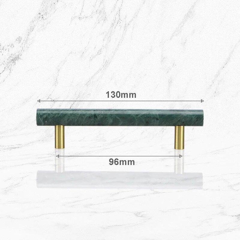 Латунная мраморная ручка шкафа, натуральный камень, ручки для гардероба, мебель для пасторализма, выдвижной стержень, ящик T-бар, зеленый, белый цвет, green 130mm