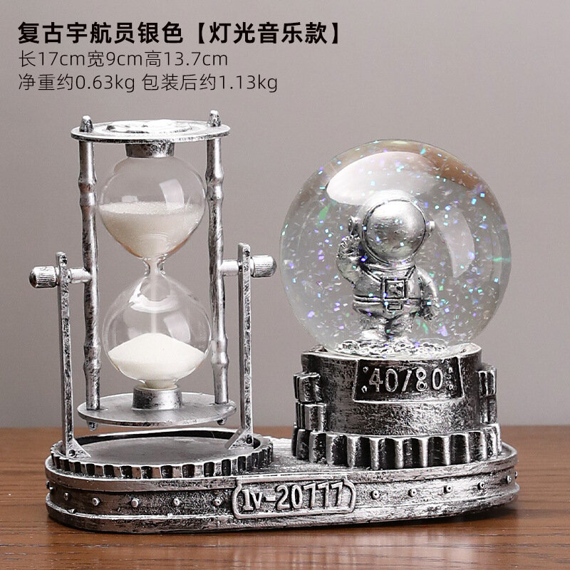 Песочные часы "Эйфелева башня", с хрустальным шаром, смоляные, ретро-серия "Астронавт"